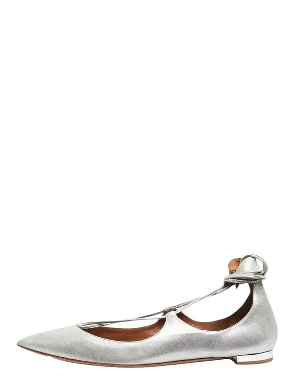 AQUAZZURA Christy Lace-up Ballet Flats - Silver