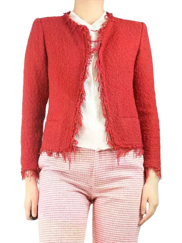 IRO PARIS Frayed Bouclé Jacket - Red