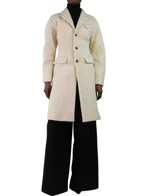 Bottega Veneta Cream Bouclé Coat - Neutrals