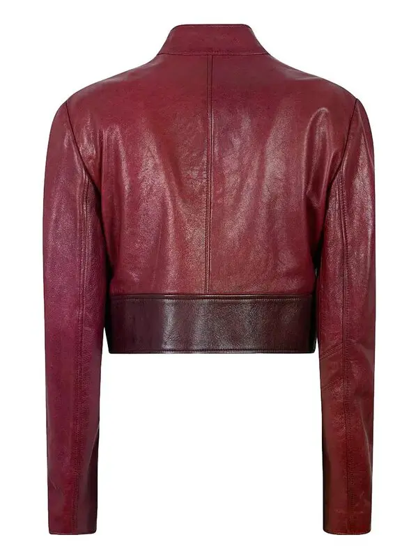 Alexander McQueen Cropped Leather Jacket - Red