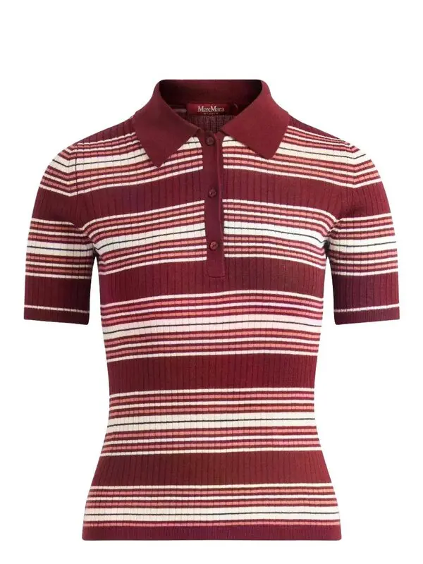 Max Mara Striped Ribbed-knit Top - Red