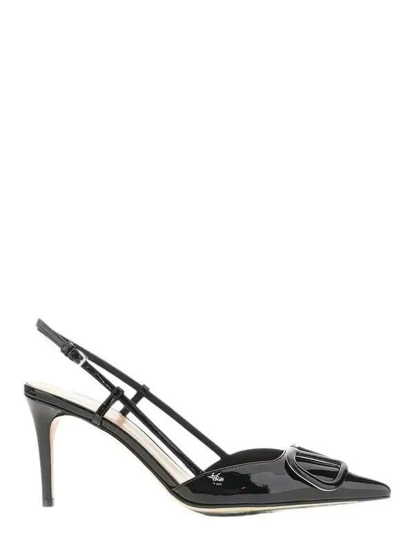 Valentino Garavani Vlogo Signature Patent Leather Slingback Pumps - Black
