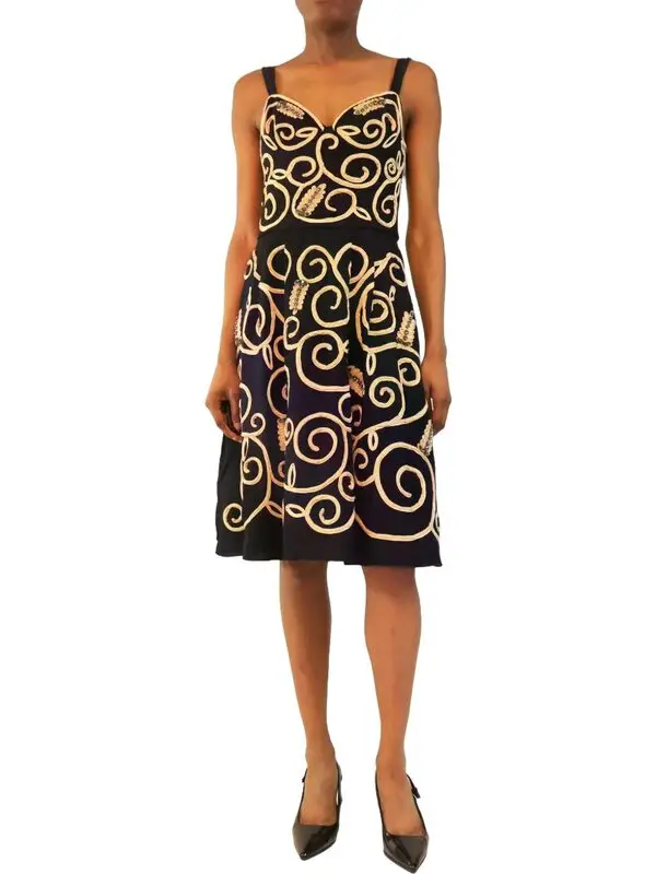 LOUIS VUITTON Embroidered Cocktail Mini Dress - Black