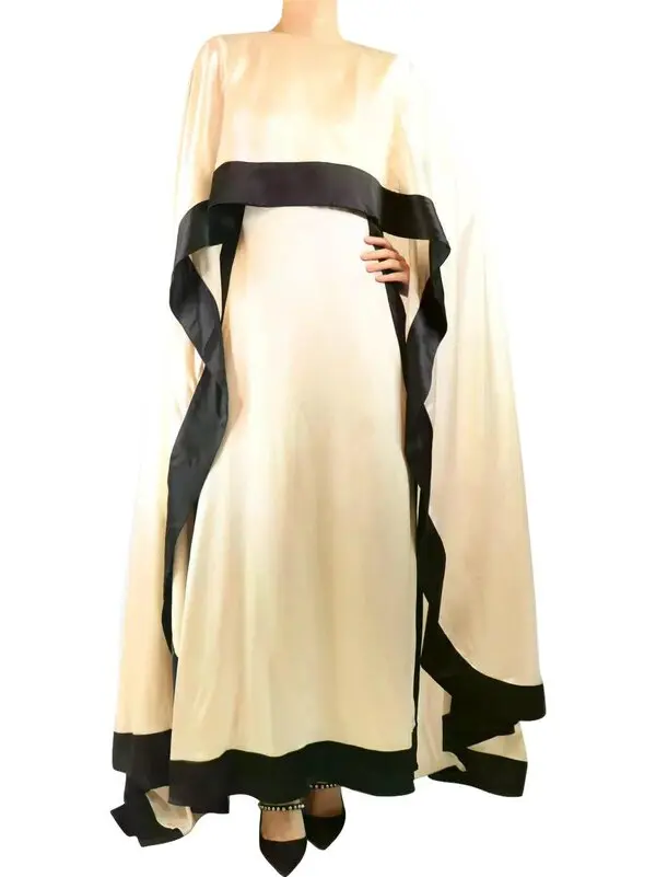 SEMSEM Satin Maxi Cape Dress - Neutrals