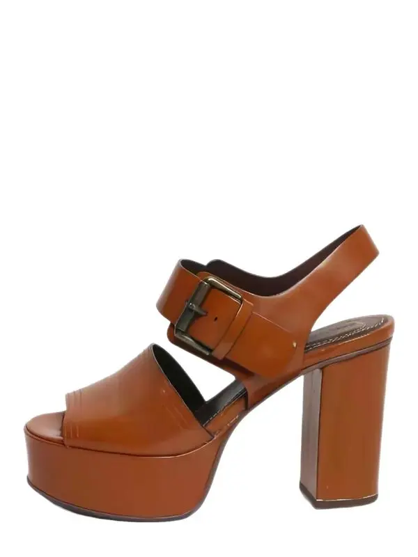 See By Chloé Leather Platform Block Heel Sandals - Brown