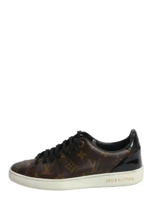LOUIS VUITTON Monogram Canvas And Patent Leather Trim Sneakers - Brown