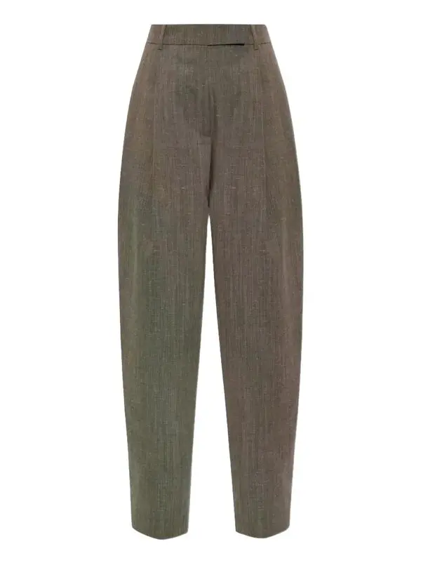 RÓHE Pleated Slub-texture Trousers - Brown
