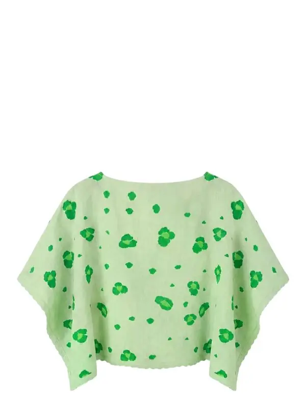 ORSINA Animalier-print Scalloped Top - Green