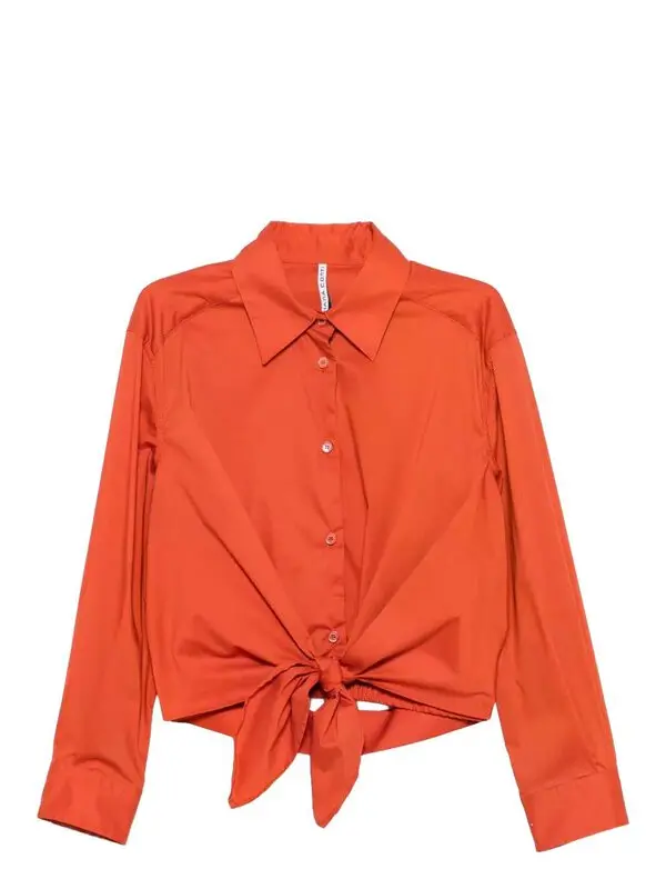 Liviana Conti Front-tie Cropped Shirt - Orange