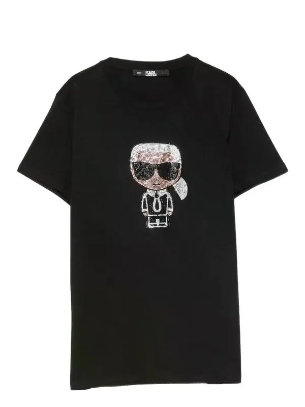 Karl Lagerfeld Ikonik Rhinestone Embellished T-shirt - Black