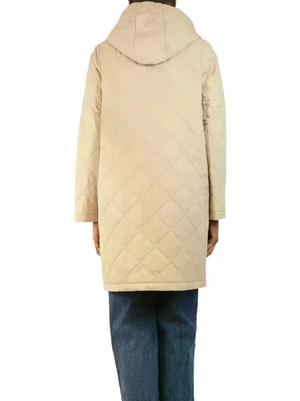 DIVINE CASHMERE Quilted Hooded Parka Coat - Neutrals