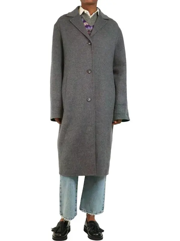 JOSEPH Single-breasted Cashmere Coat - Grey
