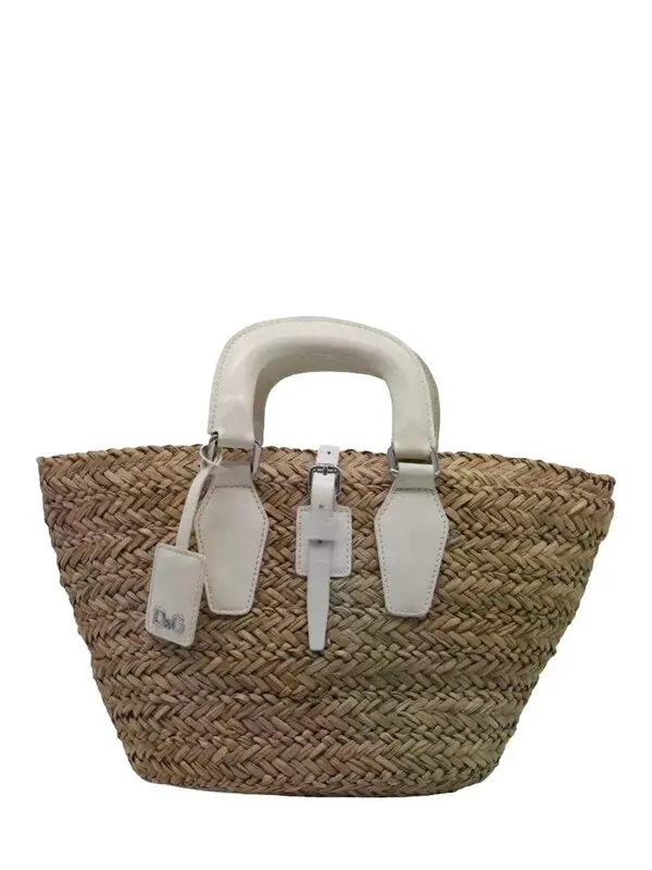 Dolce & Gabbana Woven Raffia Drawstring Basket Tote Bag - Neutrals