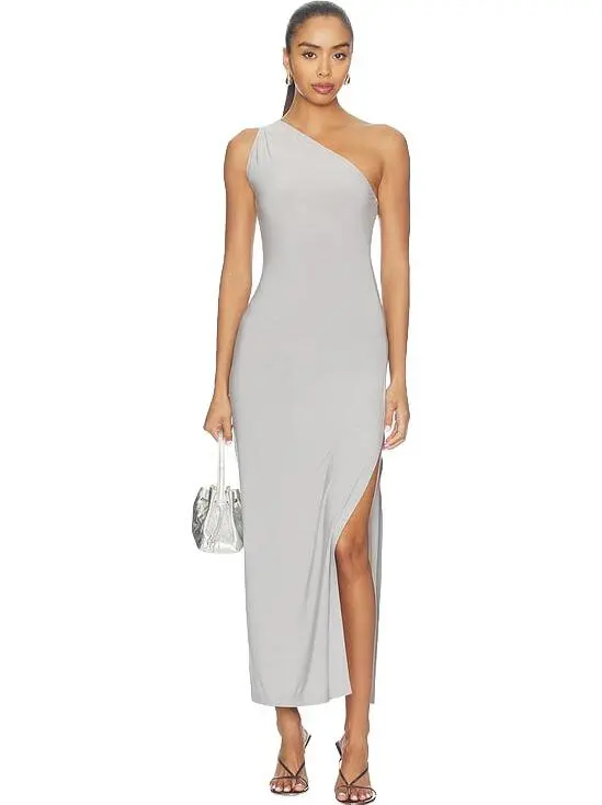 Norma Kamali One Shoulder Long Dress - Grey