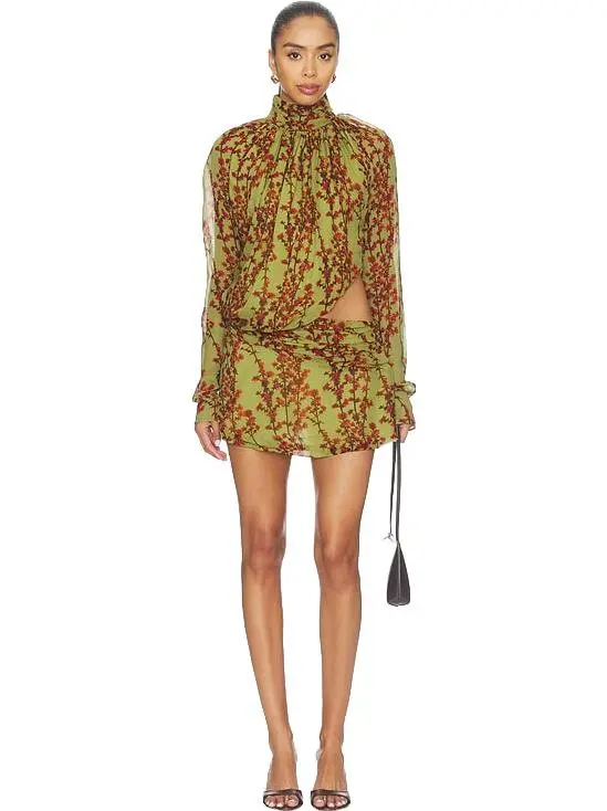 MUMA WORLD Kusa Sakura Zhou Mini Dress - Green