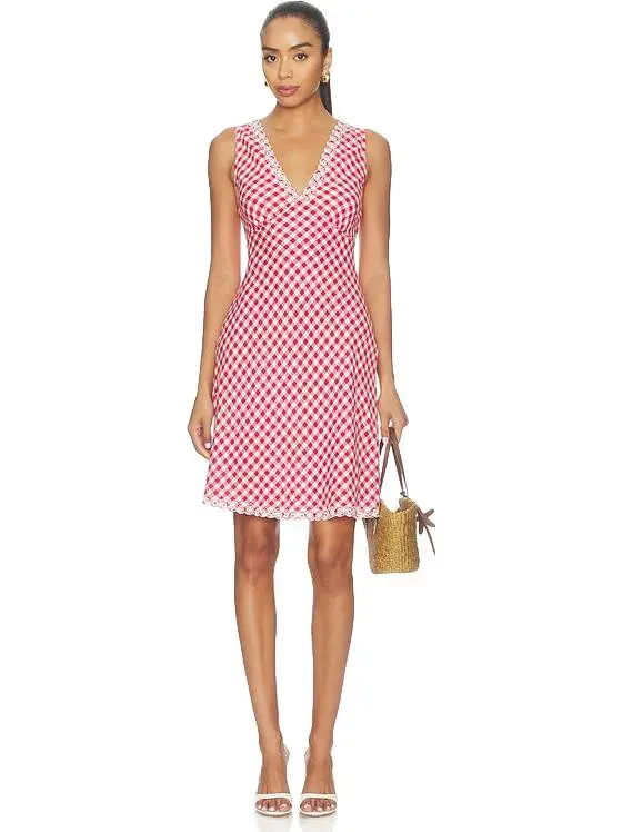 Rails Bex Gingham Lace Trim Dress - Red