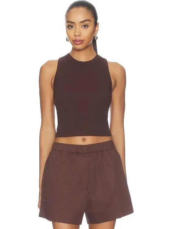 Sold Out NYC Cropped Ribbed Tank Top - Chocolate