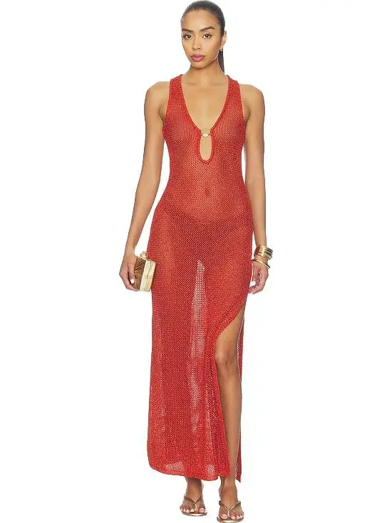 RUNAWAY THE LABEL Ariya Sleeveless Knit Maxi Dress - Rust