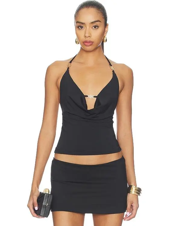 RUNAWAY THE LABEL Livia Halter Cowl Top In . Also - Black