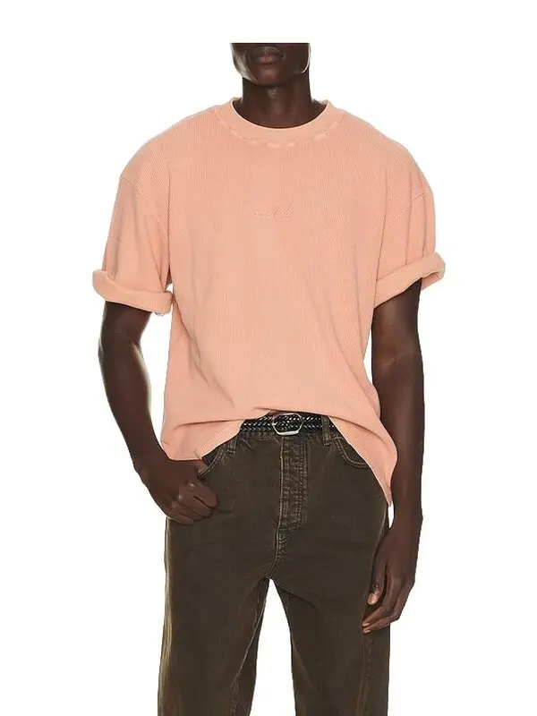 BOUND Acid Wash Organic Waffle Tee In . Also - Pink