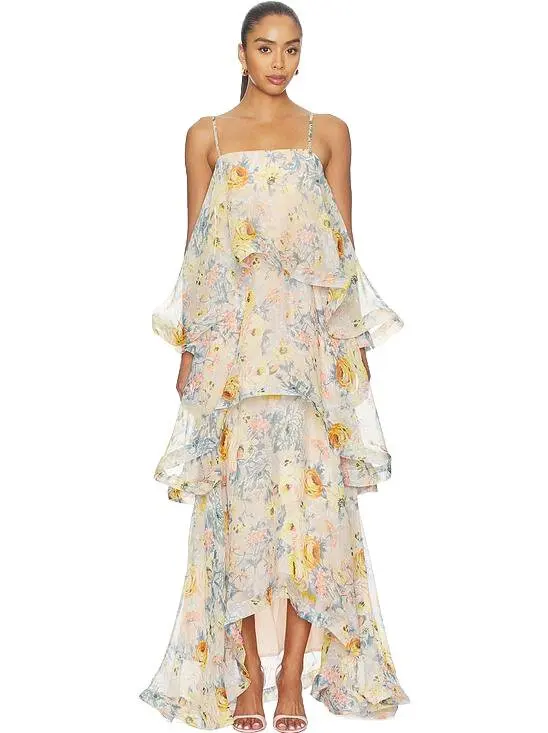 ELLIATT Armani Tiered Maxi Dress - Yellow