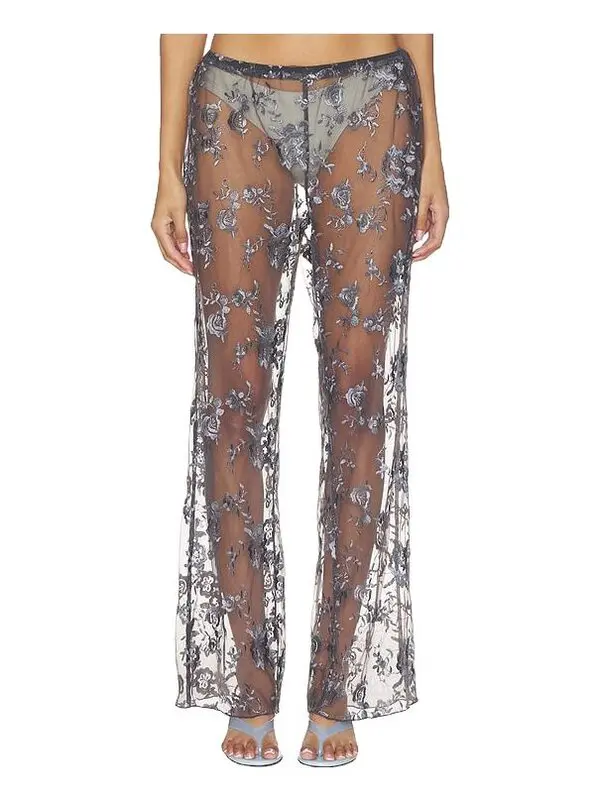 OPERASPORT Embroidered Floral Lace Pants - Grey