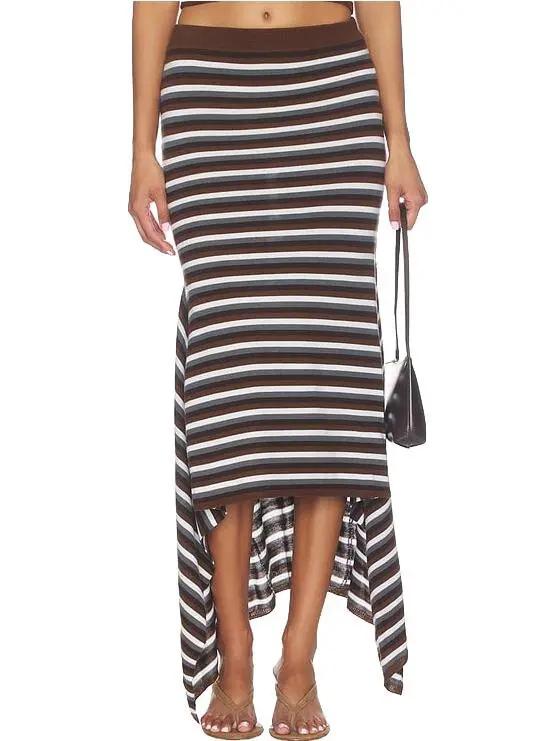 Monse Stripe Cascade Skirt In . Also - Brown