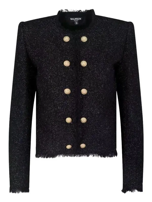 Balmain Lion-button Tweed Jacket - Black