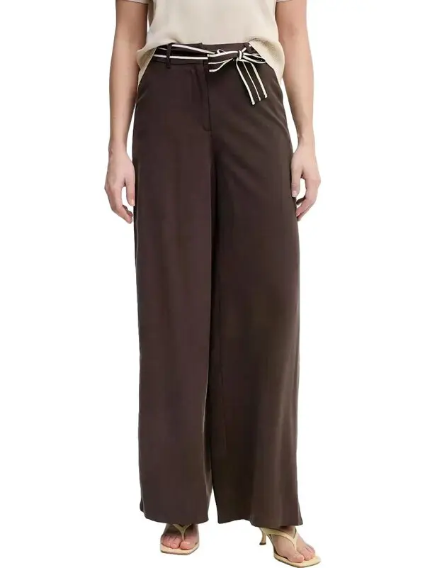 BENETTON Belted Wide-leg Trousers - Brown