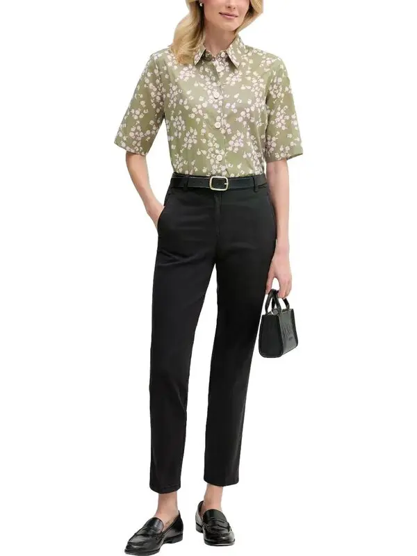 BENETTON Slim-fit Cropped Trousers - Black
