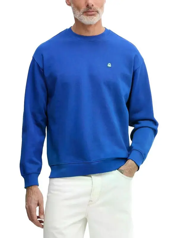 BENETTON Logo Patch Crewneck Sweatshirt - Blue