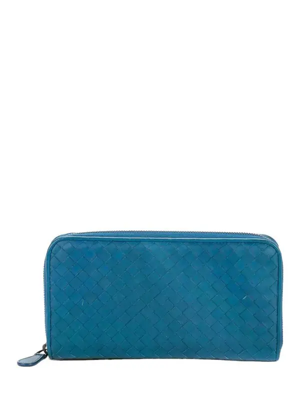 Bottega Veneta Intrecciato Zip-around Clutch Bag - Blue