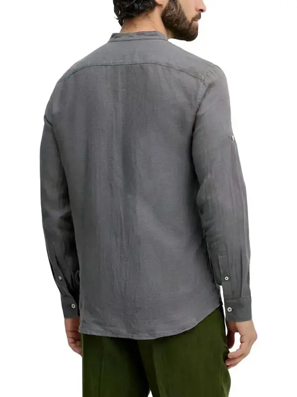 BENETTON Mandarin-collar Pocket Shirt - Grey