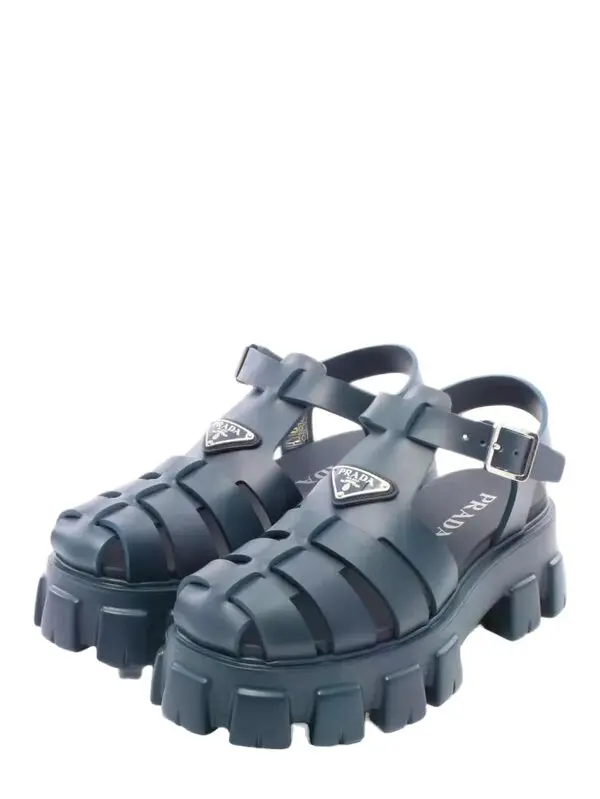 Prada Navy Monolith Cage Sandals - Blue