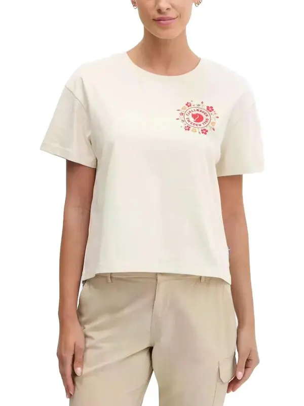 Fjallraven Floral Logo Cotton T-shirt - Neutrals