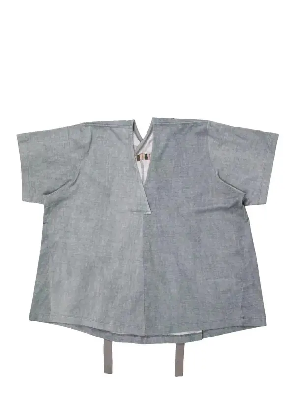 ZIGGY CHEN V-neck Strap T-shirt - Grey