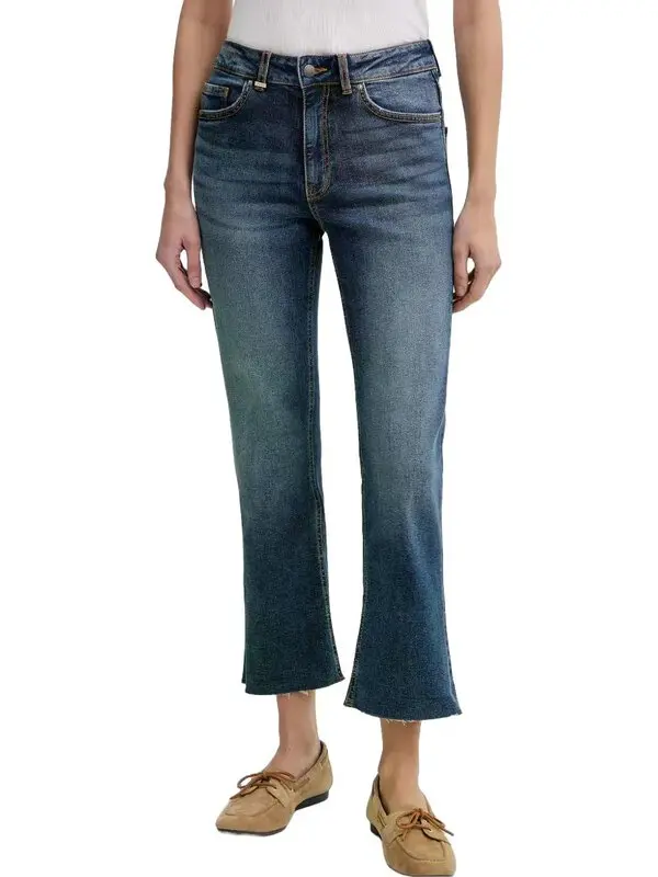 BENETTON Faded Raw-cut Jeans - Blue
