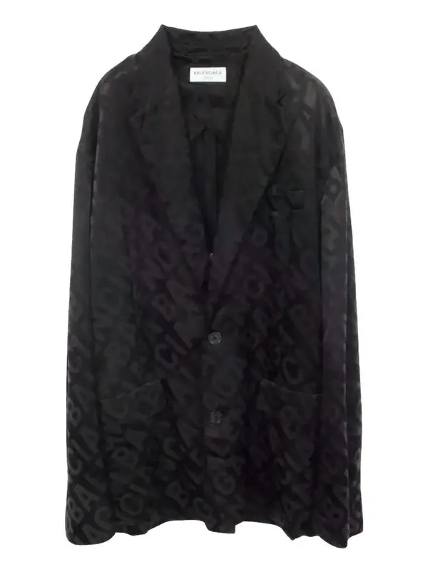 Balenciaga Logo-jacquard Single-breasted Blazer - Black