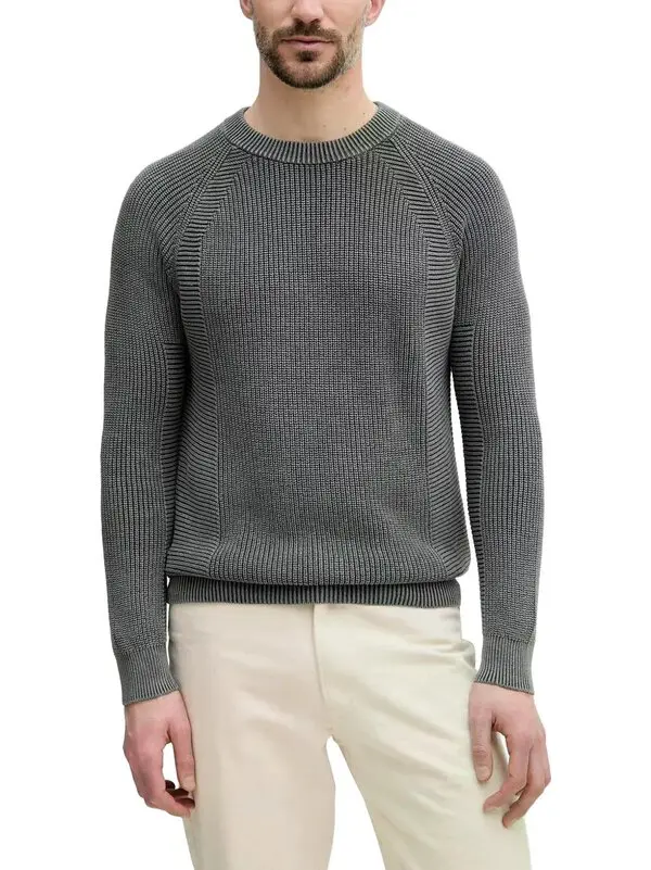 BENETTON Raglan Sleeve Ribbed Knit Jumper - Grey