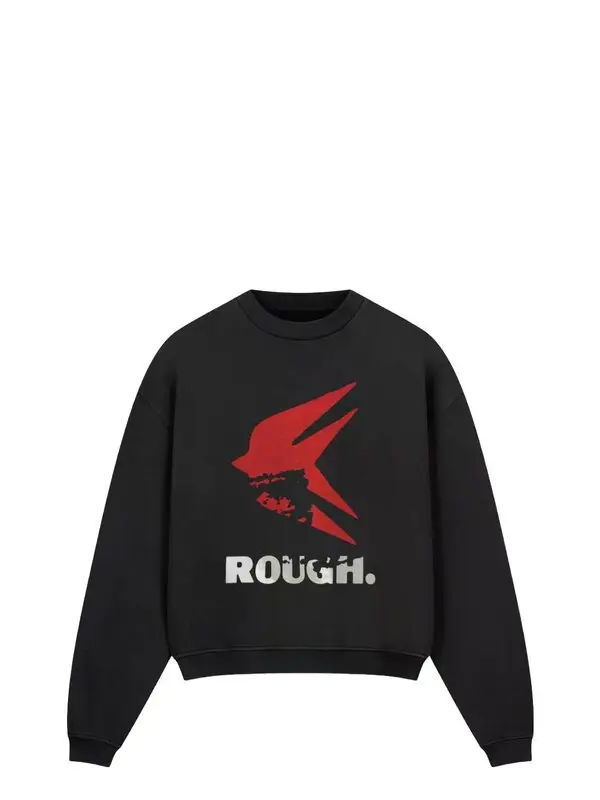 ROUGH. Graphic Print Crewneck Sweatshirt - Black