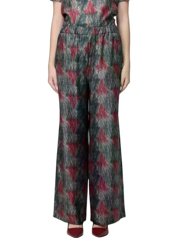 Max Mara Piovra Printed Silk Palazzo Pants - Grey