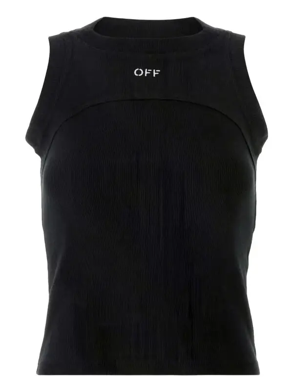 Off-White Logo-print Ribbed Tank Top - Black