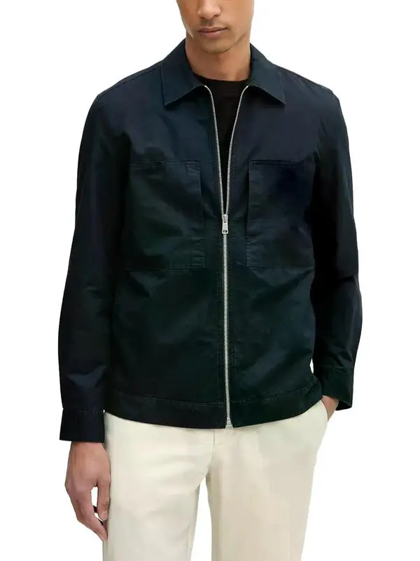 Marc O'polo Zip-up Patch-pocket Shirt Jacket - Blue