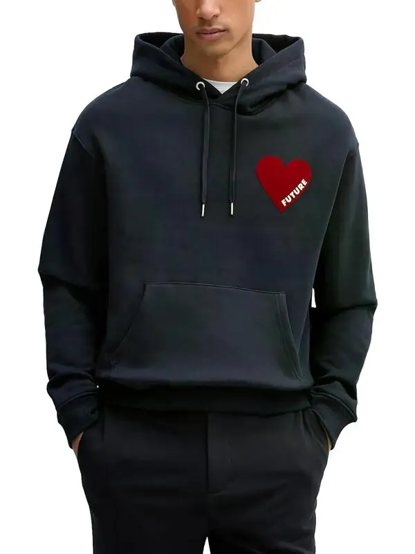 From Future Heart Patch Drawstring Hoodie - Blue