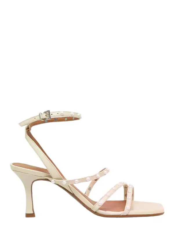 BILLI BI Cream White Leather Strappy Heeled Sandals - Neutrals