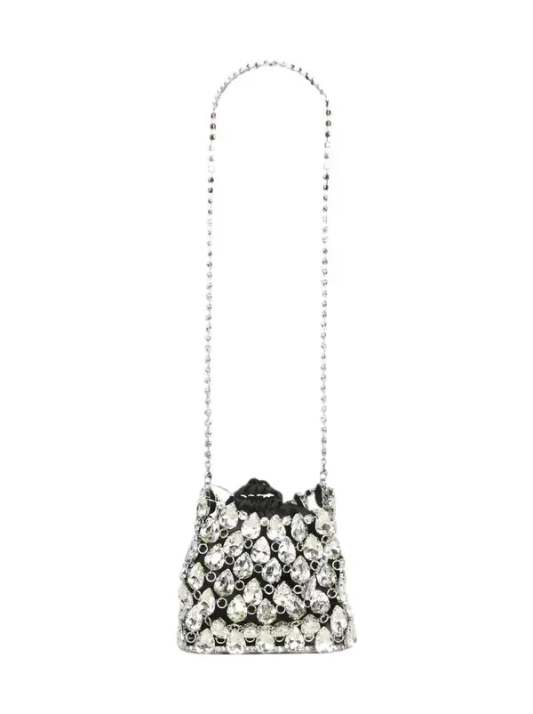 SELF-PORTRAIT Crystal Embellished Drawstring Backpack - Silver