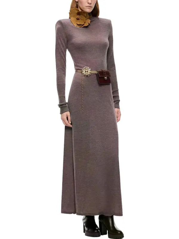 Pinko Fine-knit Roll-neck Dress - Brown