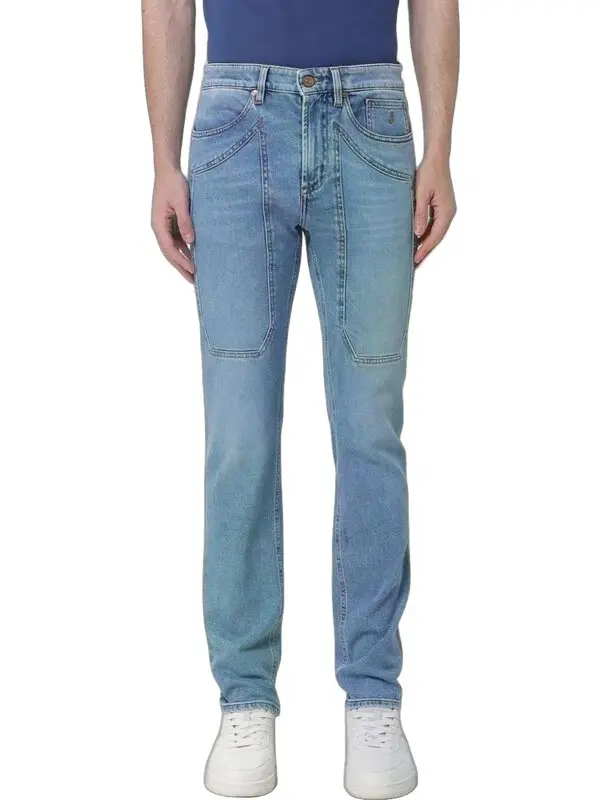 JECKERSON Patch-detail Skinny-fit Jeans - Blue