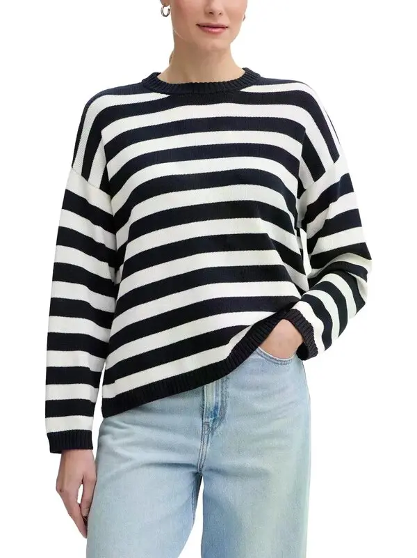 BENETTON Striped Crew-neck Sweater - Blue