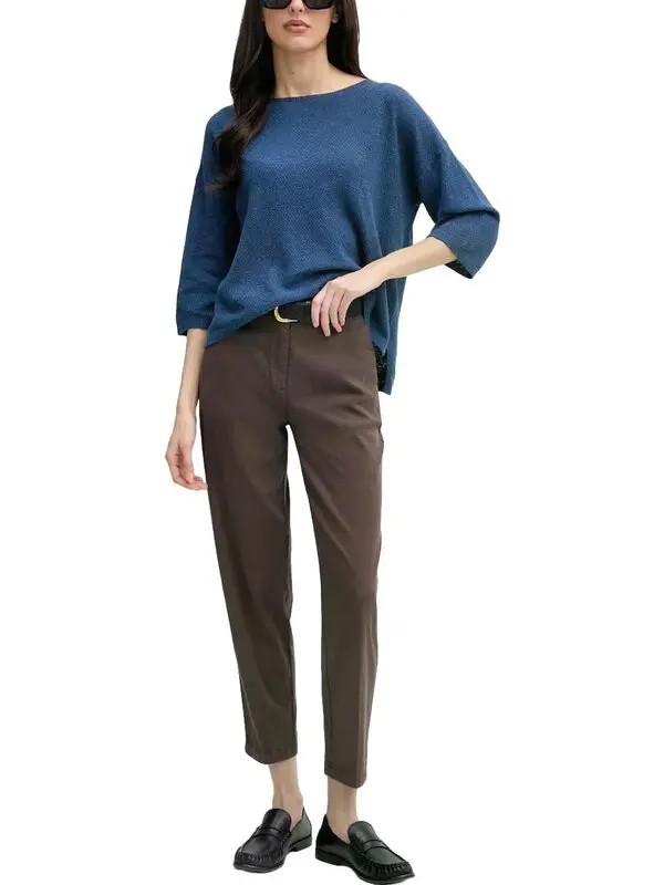 BENETTON Textured Knit Three-quarter Sleeve Sweater - Blue